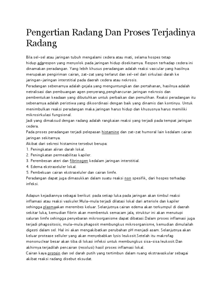Pengertian Radang Dan Proses Terjadinya Radang | PDF | Pengembangan ...