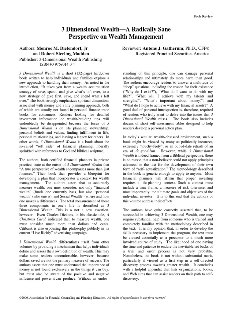 3 Dimensional Wealth-A Radically Sane Perspective On Wealth Management ...