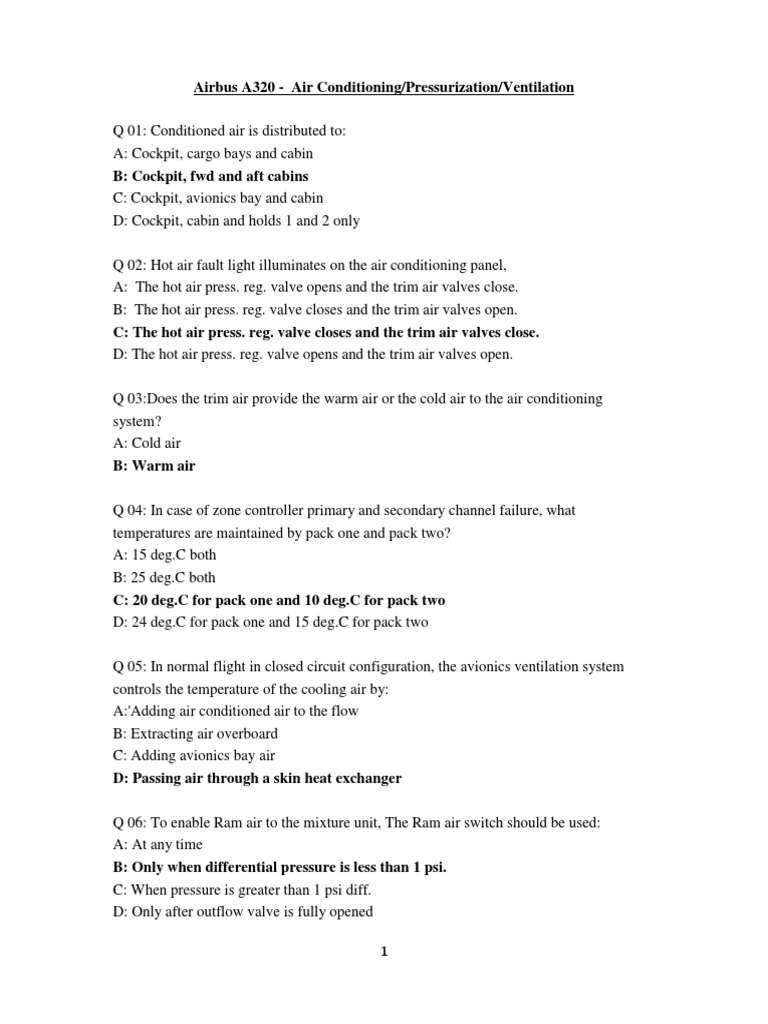 A320 Air Conditioning and Pressurization Guide | PDF | Valve | Flight ...
