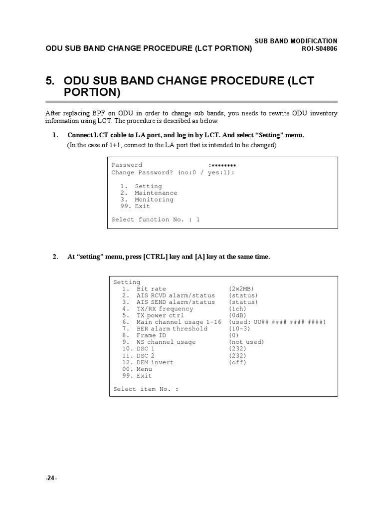 ODU Subband Change (LCT) | PDF | Computer Architecture | Telecommunications