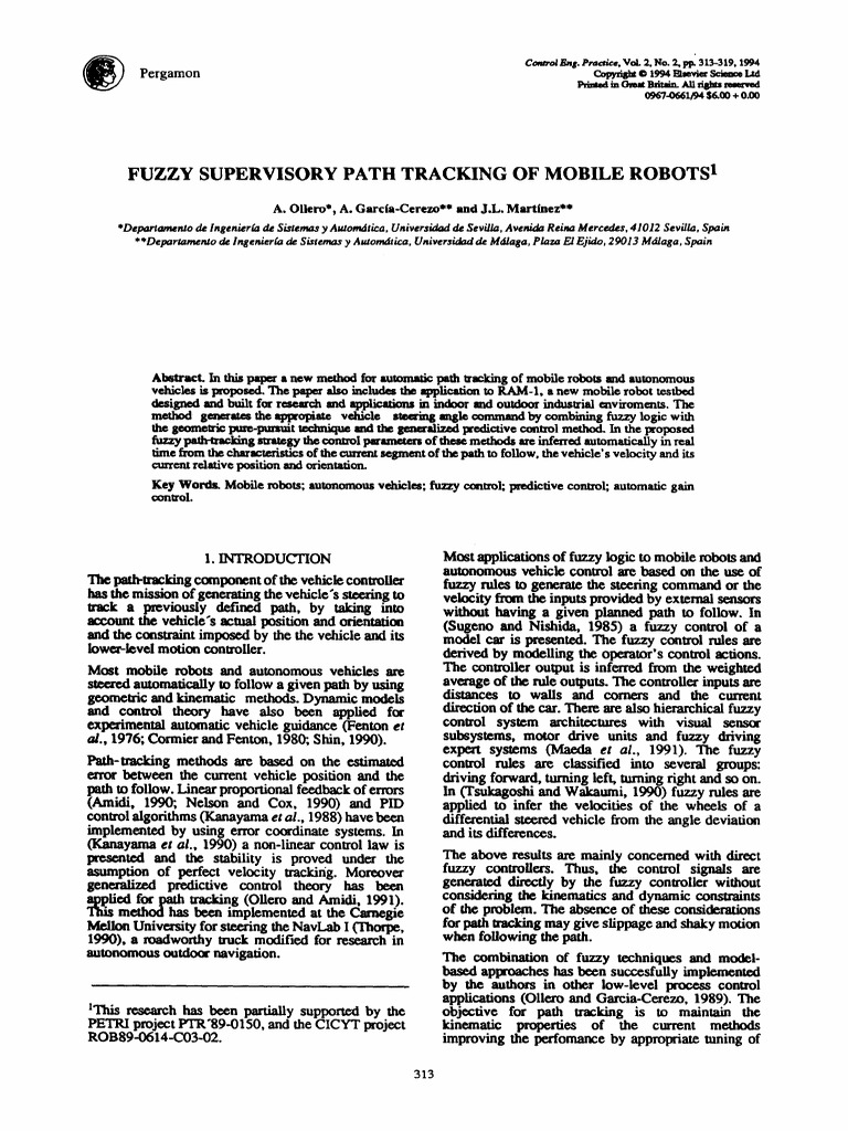Fuzzy Supervisory Path Tracking of Mobile Robots 1 | PDF | Control Theory | Fuzzy Logic