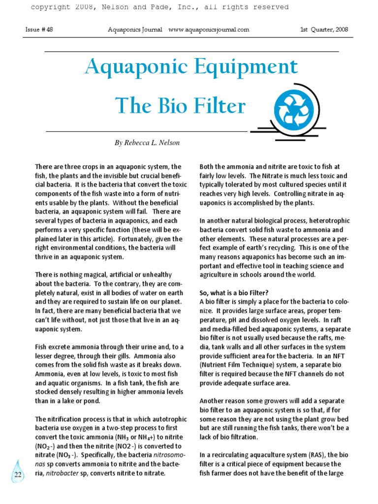 Aquaponic Equipment The BioFilter | PDF | Aquaponics | Aquarium