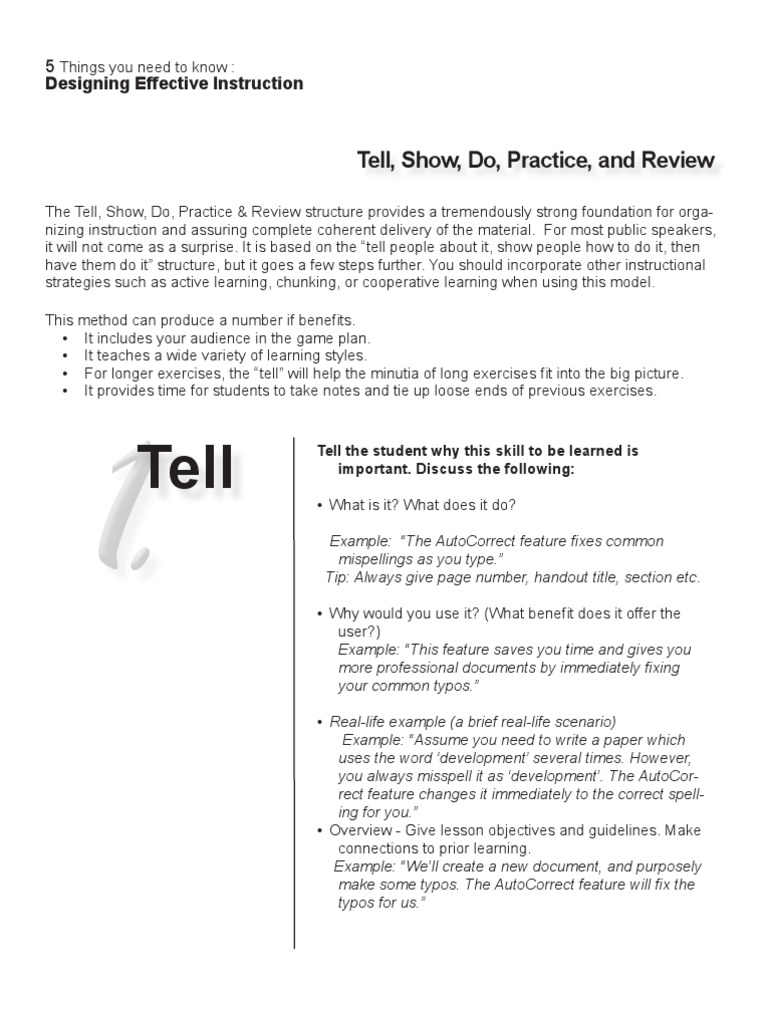 Tell Show Do Practice Review | PDF | Learning | Psychological Concepts