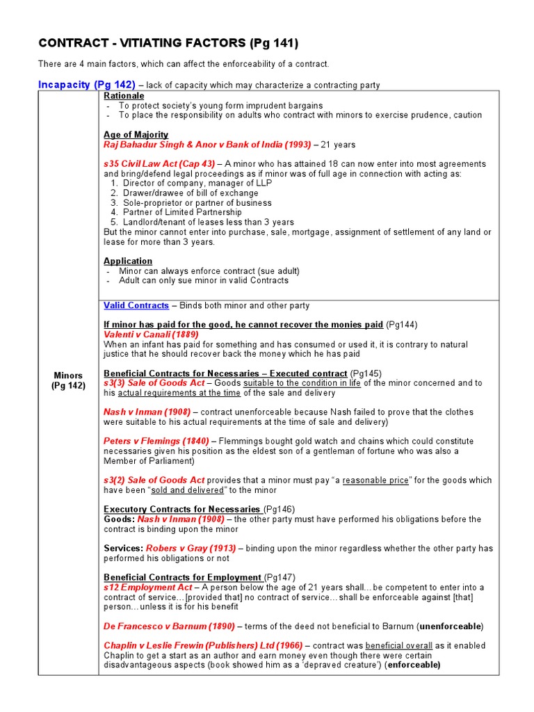 4 Contract - Vitiating Factors | PDF | Misrepresentation In English Law ...