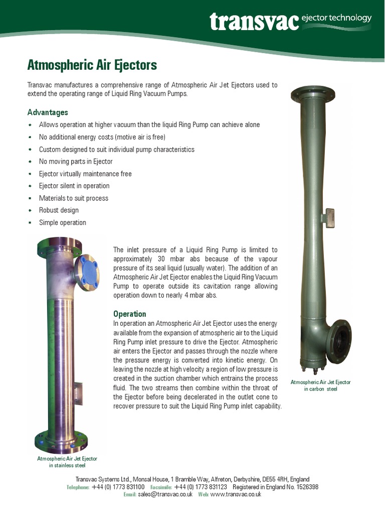Atmospheric Air Ejectors | Pump | Gas Technologies