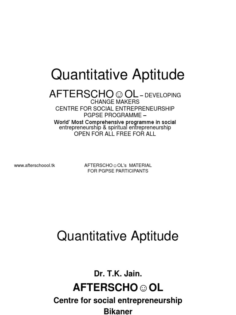 Quantitative Aptitude | PDF | Cognition | Further Education