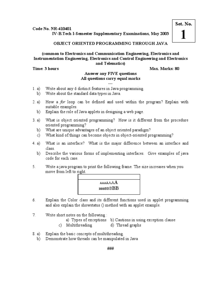 Nr-410401-Object Oriented Programming Through Java | Download Free PDF | Class (Computer ...