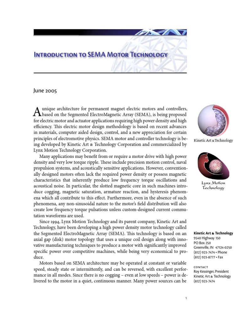 Introduction To SEMA Motor Technology: June 2005 | Download Free PDF ...