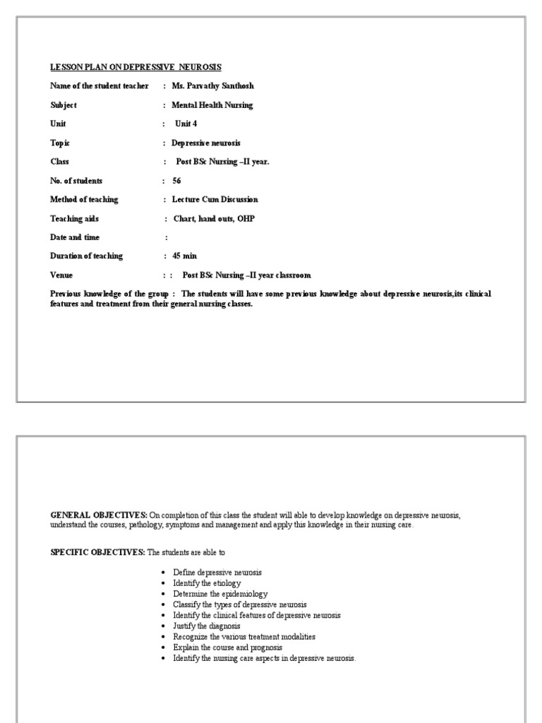 Lesson Plan Depression | PDF | Major Depressive Disorder | Psychiatry