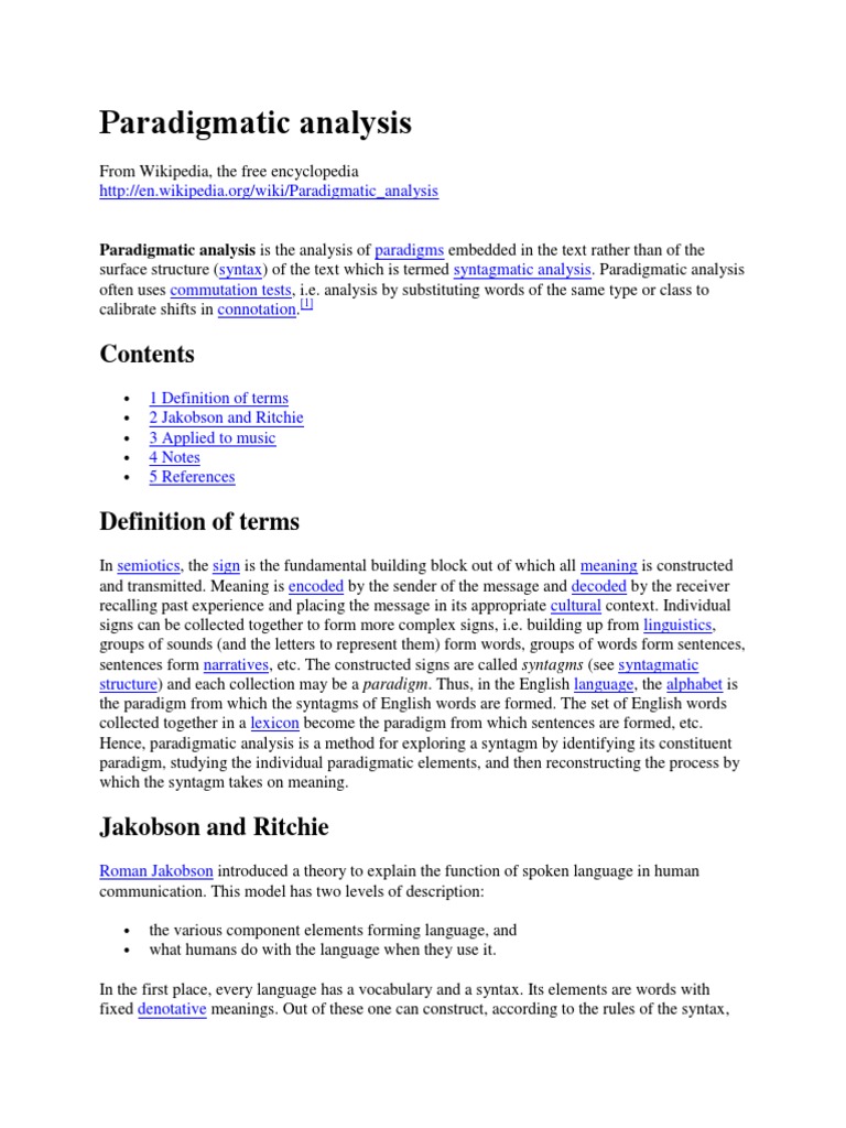 Understanding Paradigmatic Analysis | PDF | Neuropsychological ...
