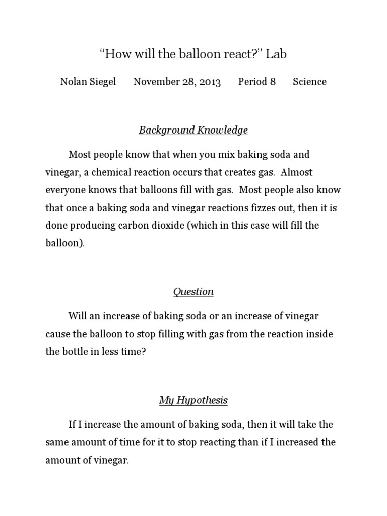How Will The Balloon React Lab | PDF