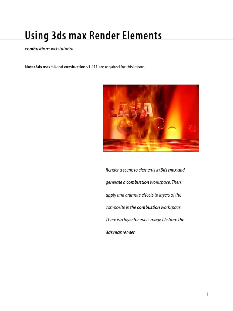 Combustion Tutorials 3dsmax Elements | PDF | Rendering (Computer Graphics) | Computer Graphics