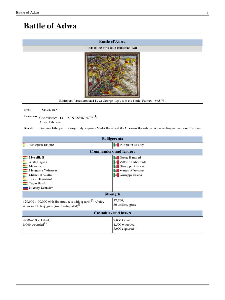 Battle of Adwa | Download Free PDF | Horn Of Africa | Military