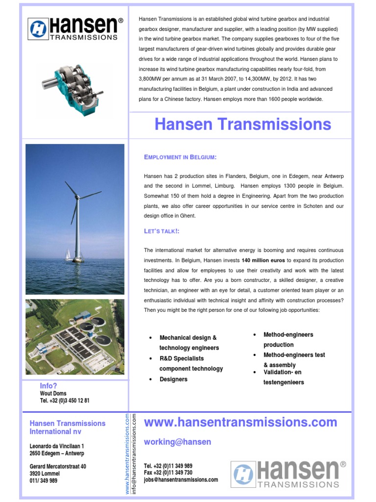 Hansen Transmissions Career Opportunities | PDF