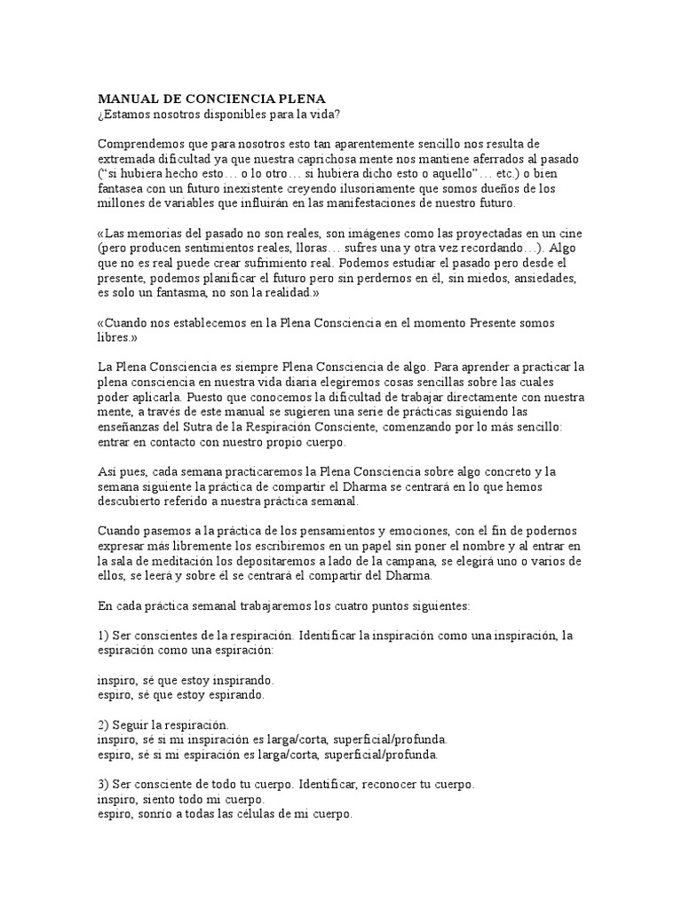 Manual de Conciencia Plena. | PDF | Mente | Sufrimiento