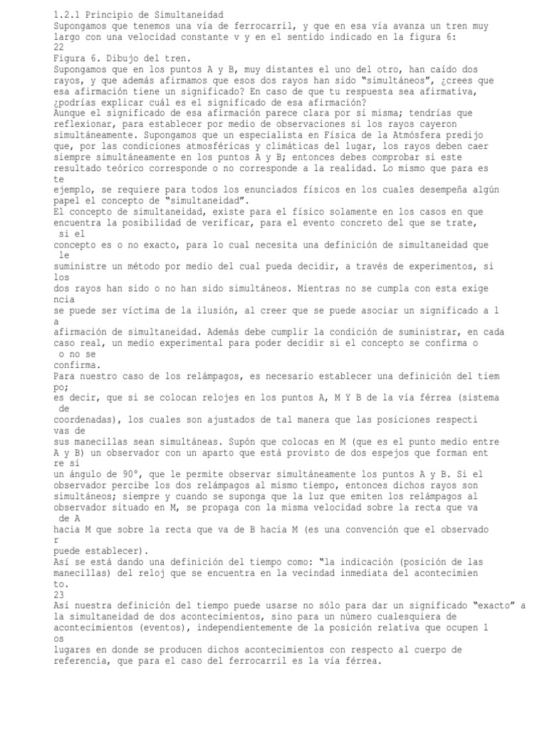 Concepto de Simultaneidad en Física | PDF | Hora | Física