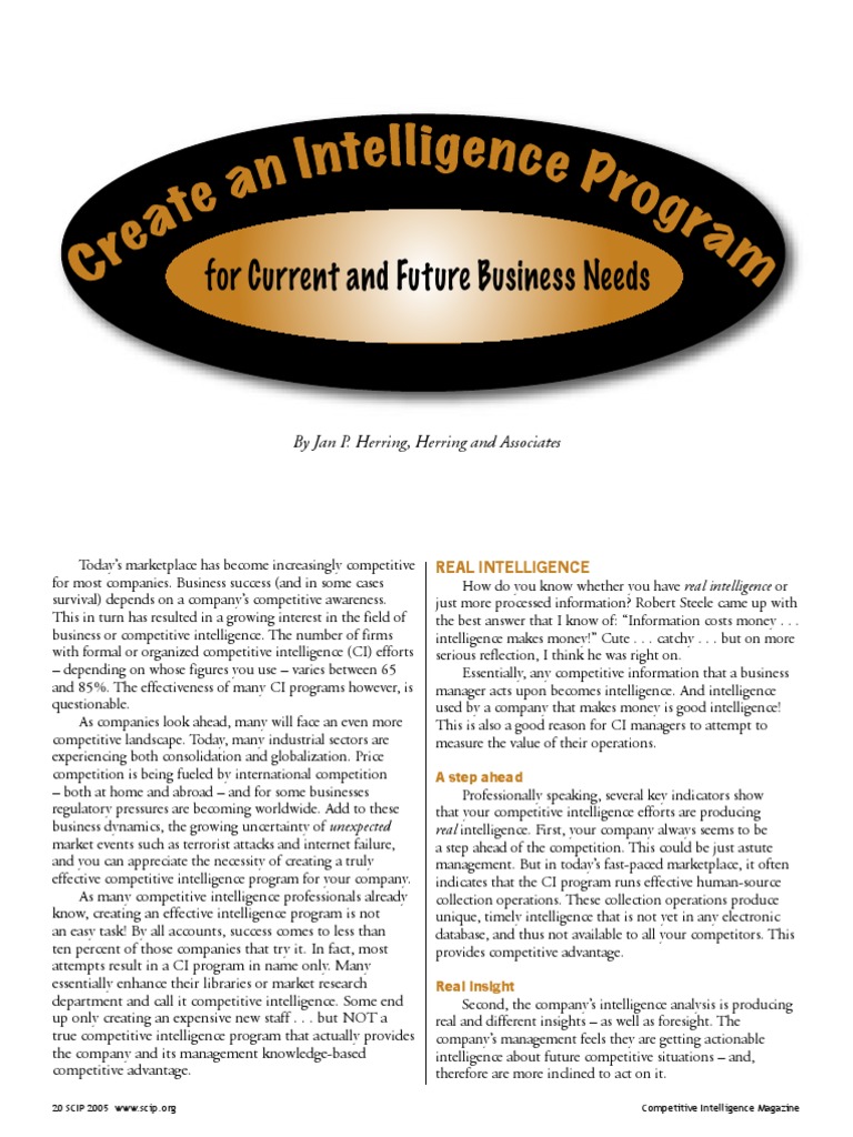 Building an Effective CI Program | PDF | Intelligence Analysis ...