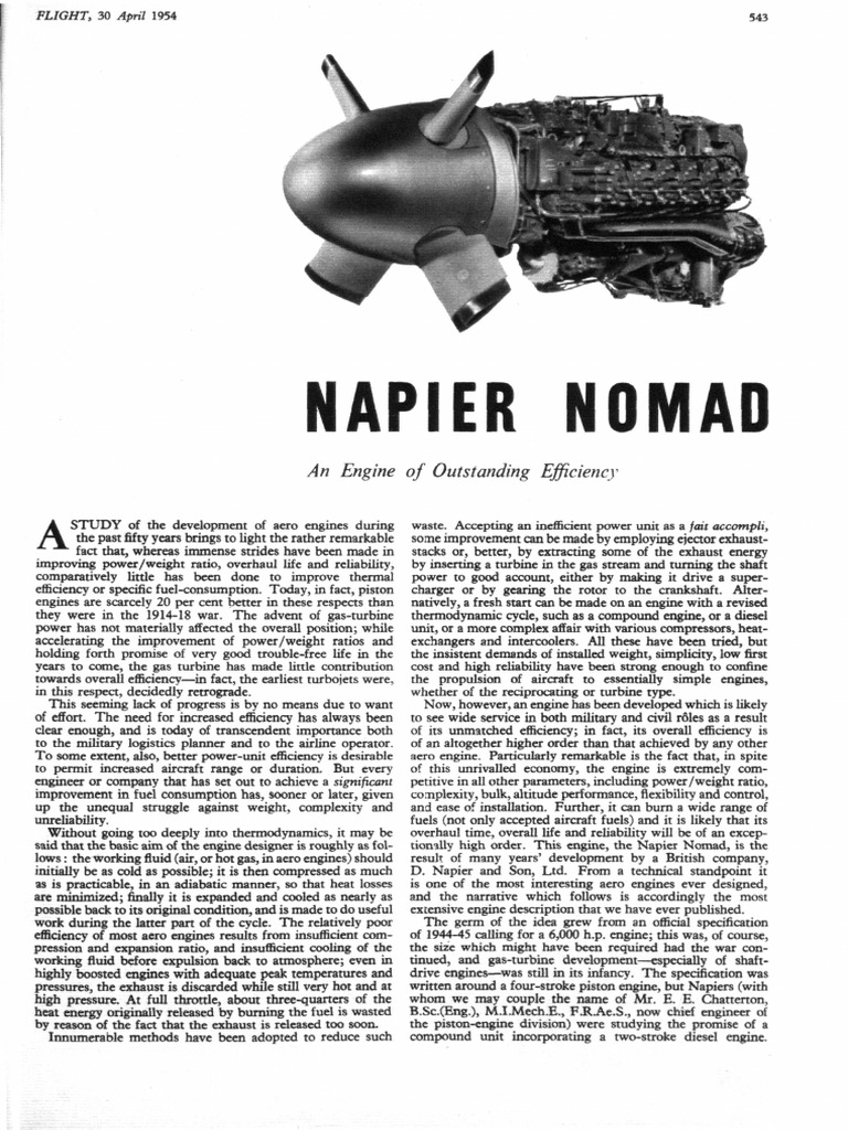 Napier Nomad: A Breakthrough Aero Engine | PDF | Gas Turbine | Engines