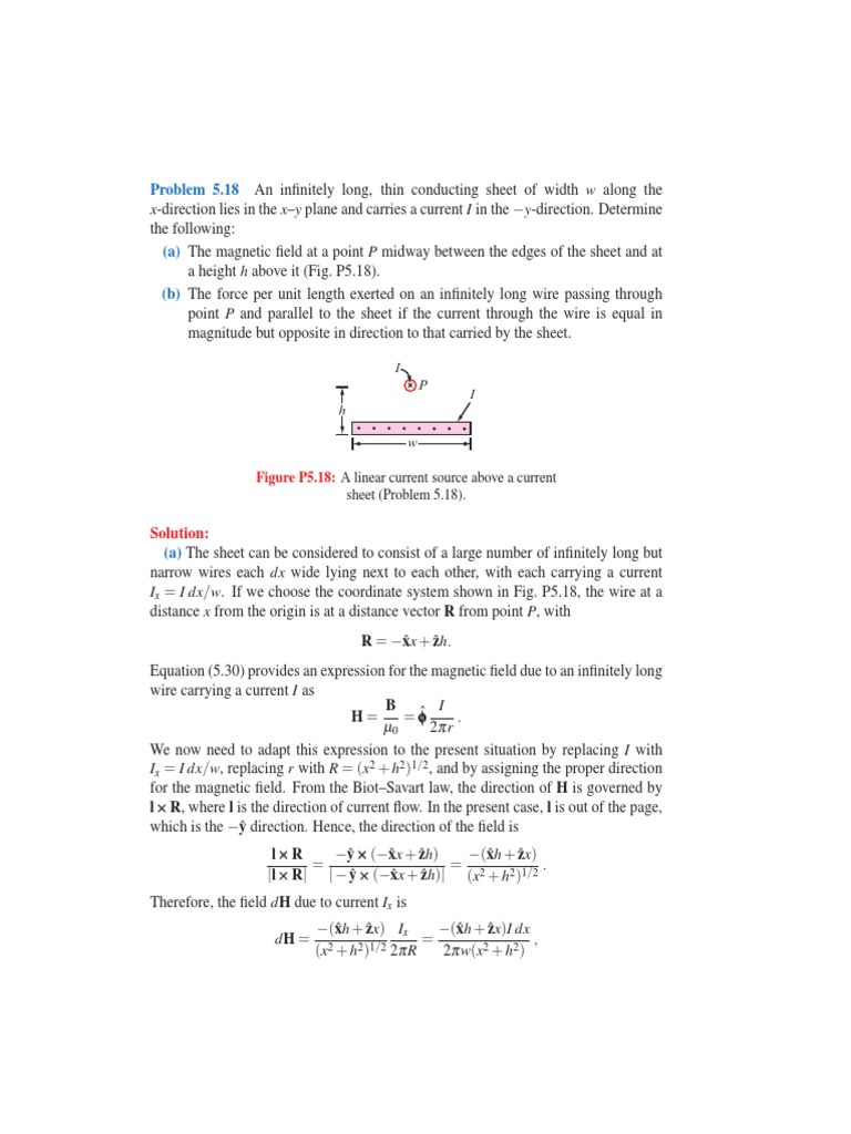 Magnetic Field and Force Exerted by an Infinite Conducting Sheet Carrying a Current | PDF ...