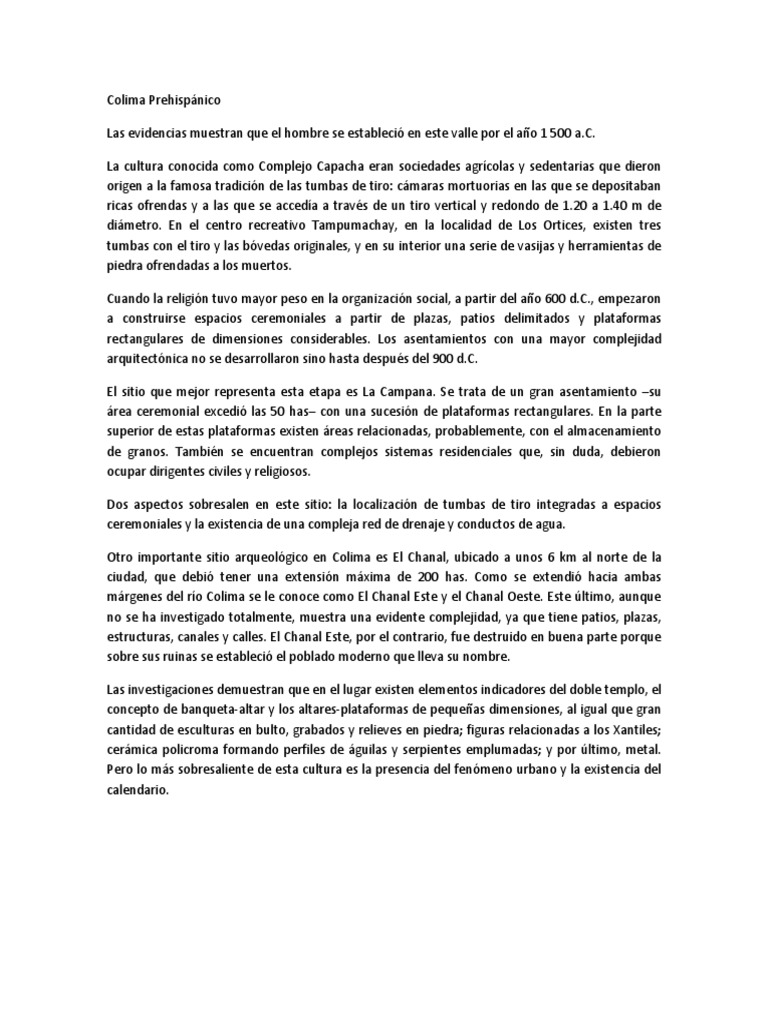 Colima Prehispánico | PDF | Arqueología