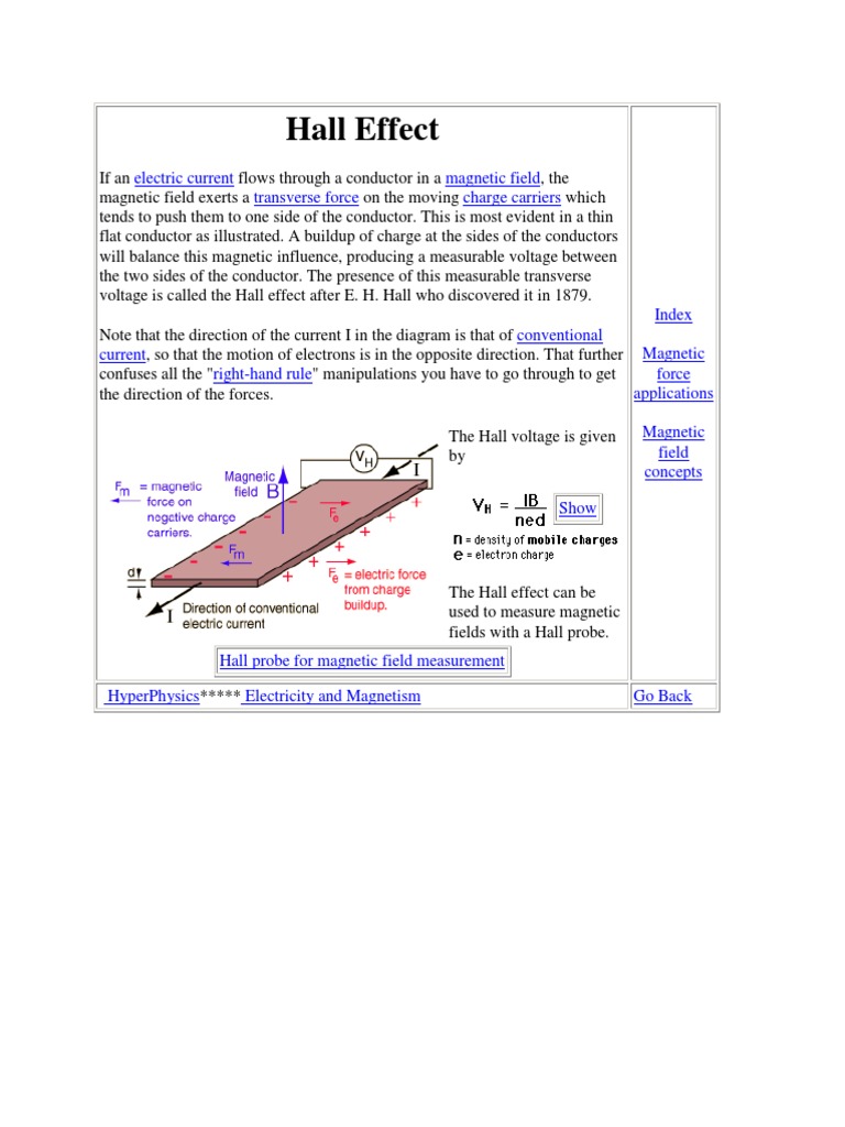 Hall Effect | PDF | Electric Charge | Magnetic Field