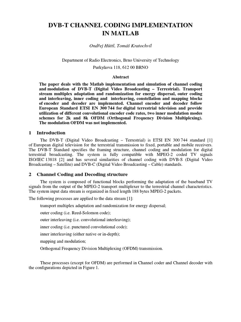 DVB 043 Huttl | PDF | Forward Error Correction | Orthogonal Frequency Division Multiplexing