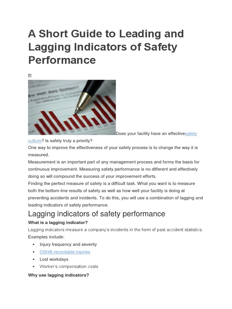 A Short Guide To Leading and Lagging Indicators of Safety Performance ...