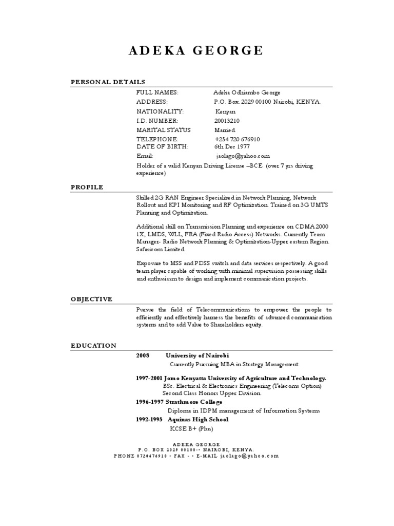 George Adeka CV6 | PDF | Computer Network | Telecommunication