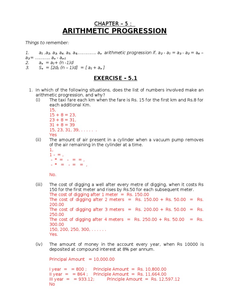 Arithmetic Progressions | PDF | Teaching Mathematics | Science