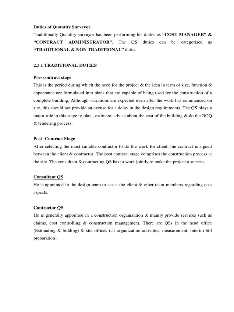 QS Duties | PDF | Procurement | Business