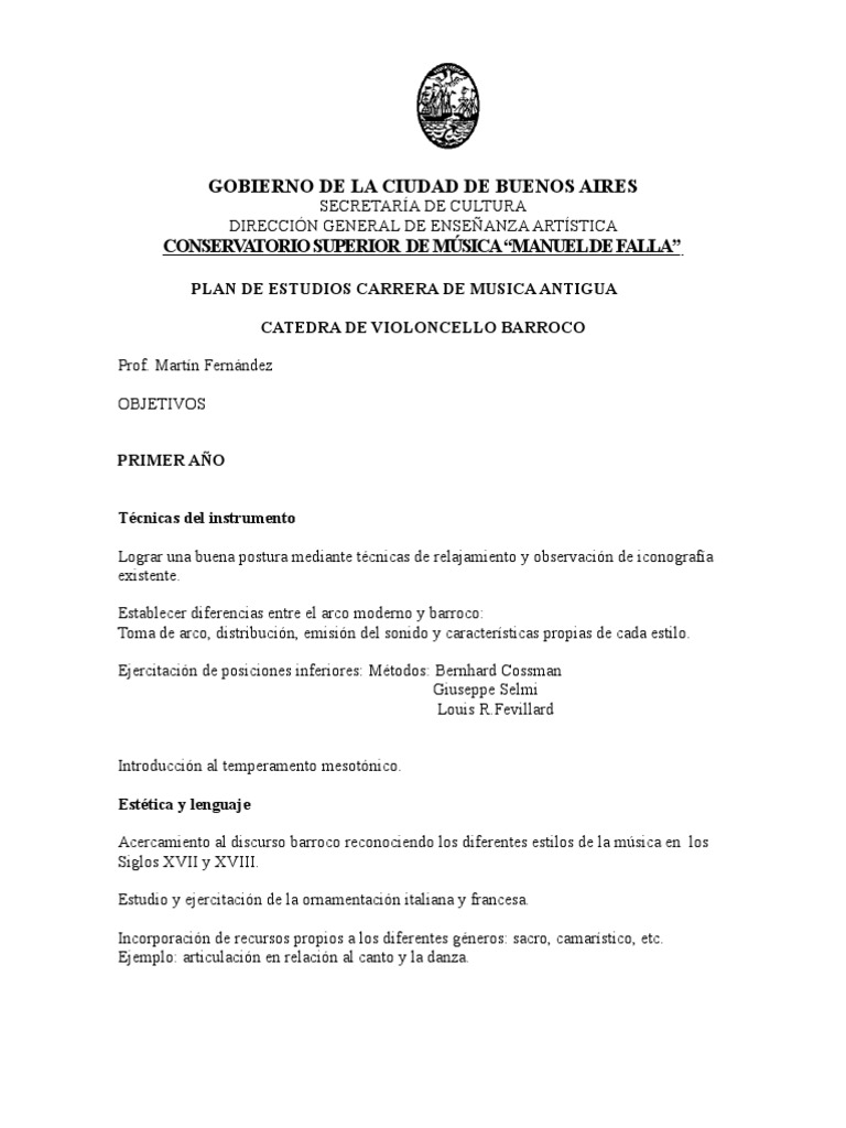 Programa Cello Barroco | PDF | Violonchelo | Barroco