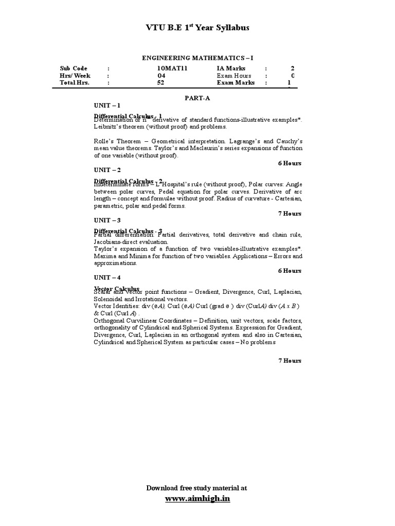 VTU B.E 1st Year Syllabus Overview | PDF | Derivative | Corrosion