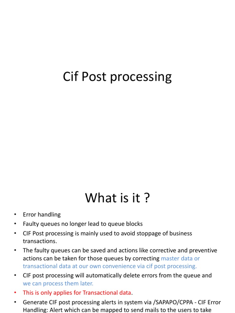 Cif Post Processing | PDF | Database Transaction | Queue (Abstract Data Type)