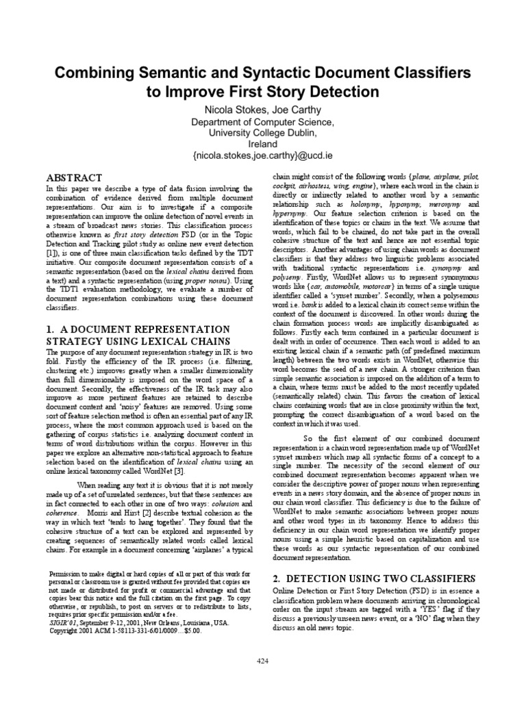 Semantic Syntactic Doc Classifiers | PDF | Lexical Semantics | Cluster ...