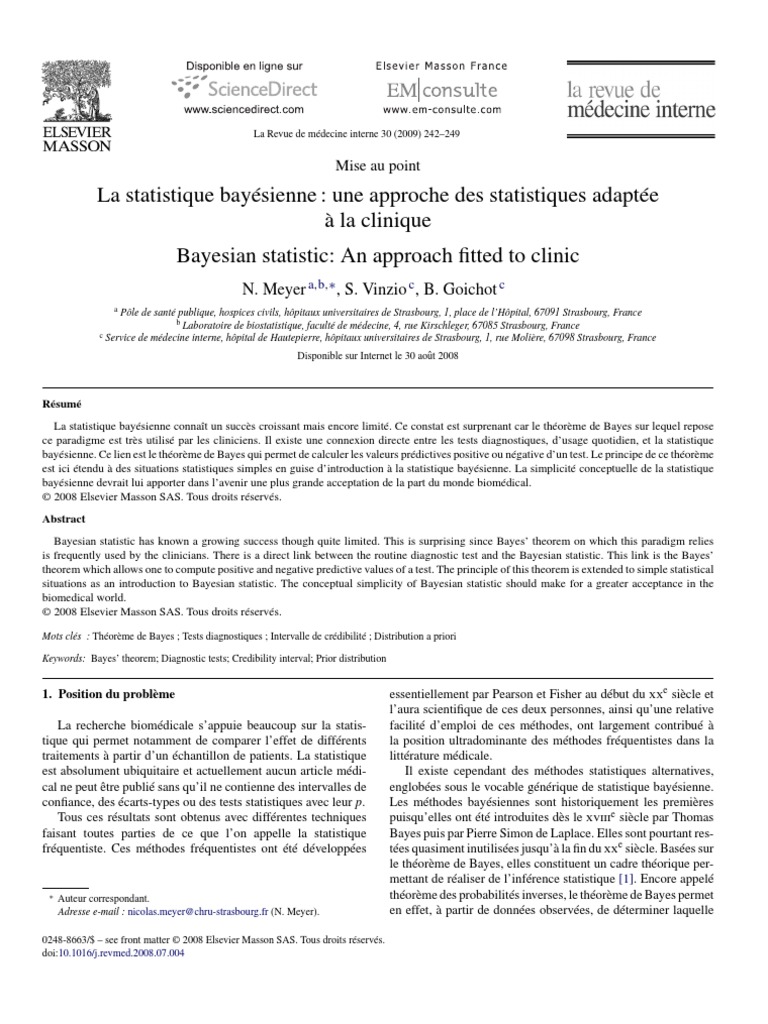 La statistique bayésienne La statistique bayésienne