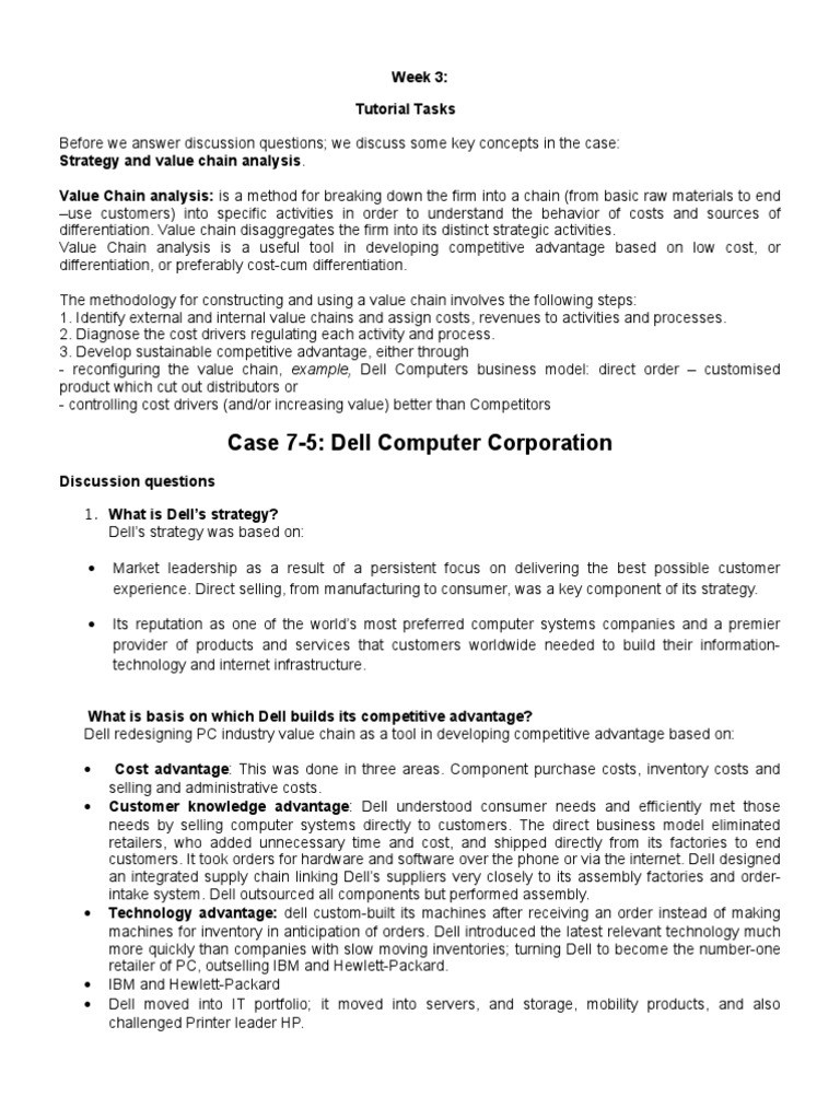 Case Study Dell Company | PDF | Dell | Competitive Advantage