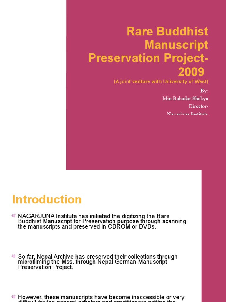 Rare Buddhist Manuscript Preservation Project | PDF | Manuscript ...