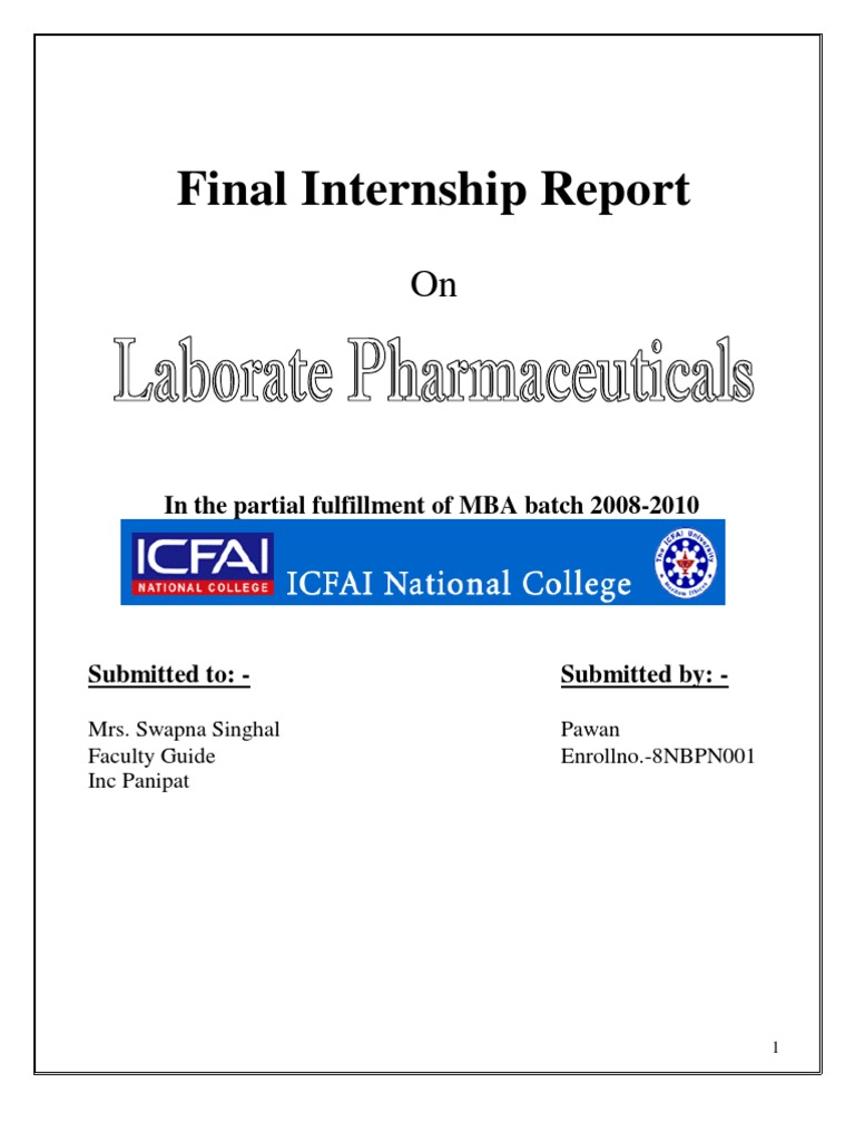 Internship Report: Laborate Pharmaceuticals | PDF | Pharmaceutical ...