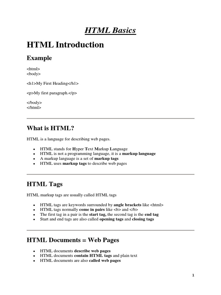 A Complete Reference of HTML | PDF | Html Element | Html
