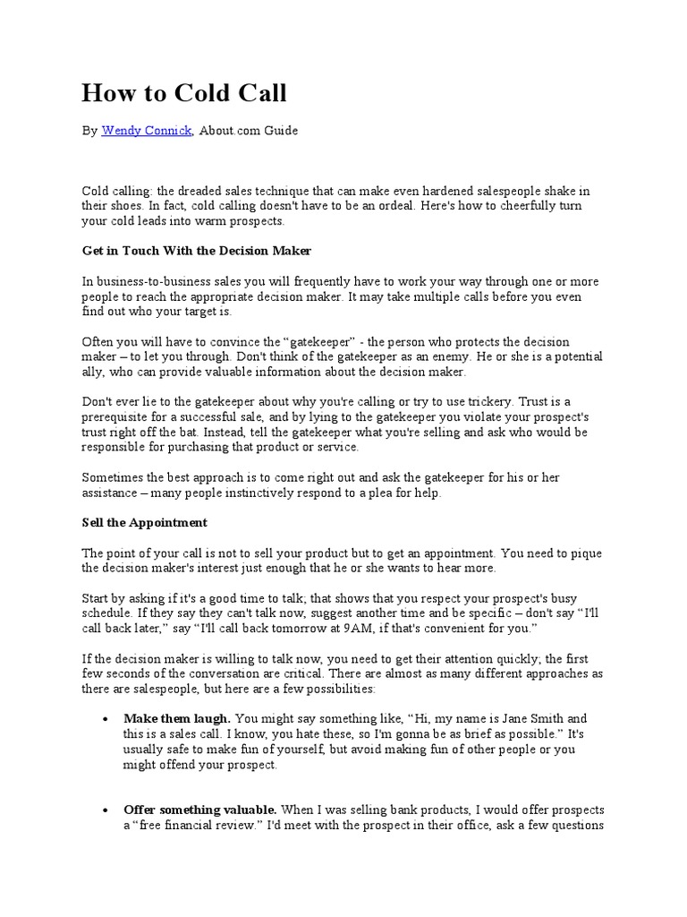 How To Cold Call | PDF | Direct Marketing | Voicemail