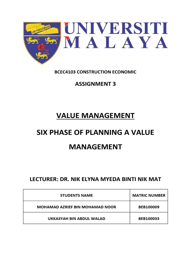 Six Phases of Value Management Planning | PDF | Benchmarking | Information