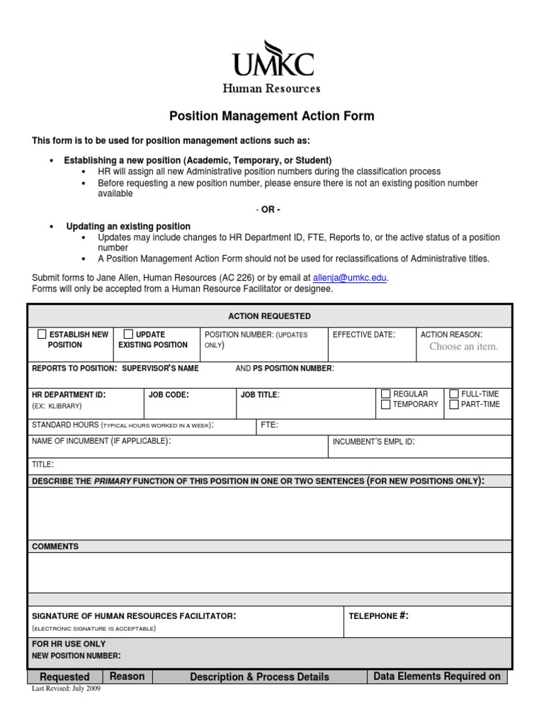Position Management Action Form Guide | PDF | Temporary Work | Human ...