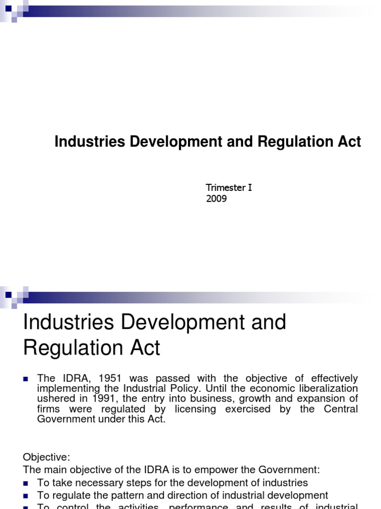 Industrial Development and Regulation Act | PDF | Regulation | Industries