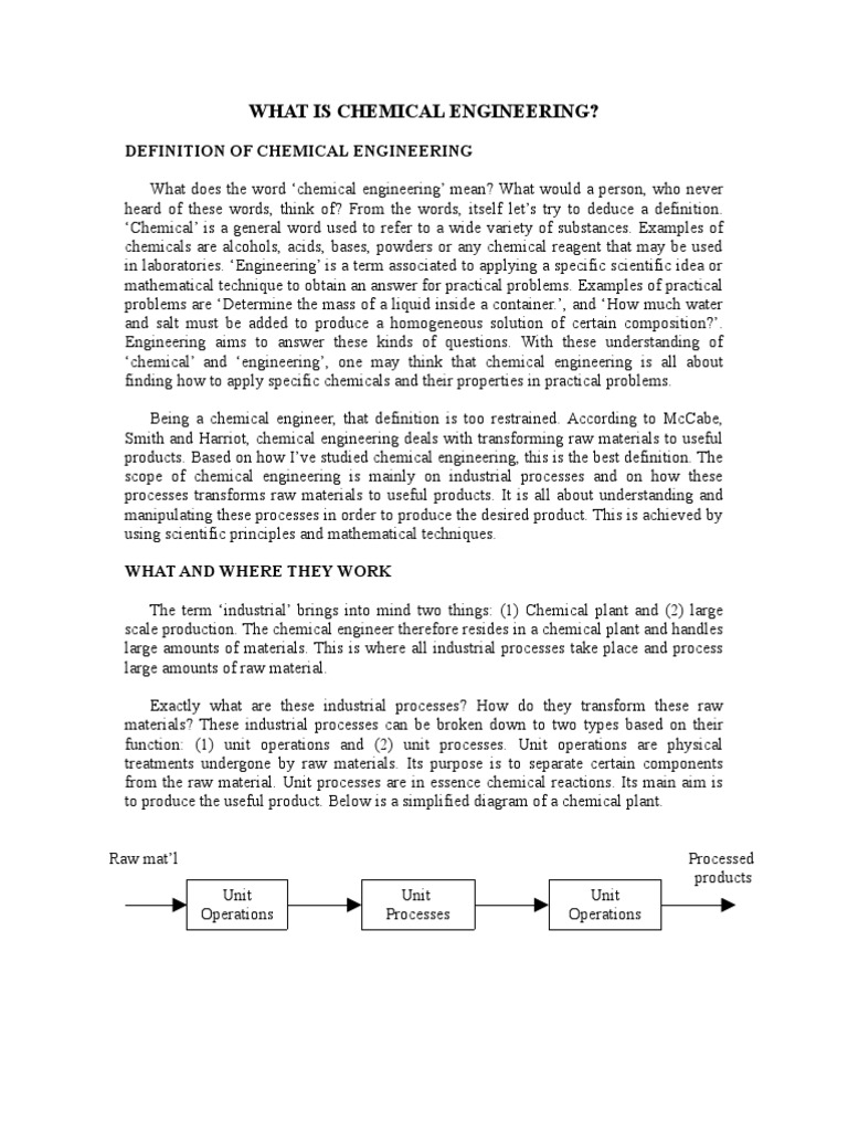What Is Chemical Engineering | PDF | Chemical Substances | Chemical ...