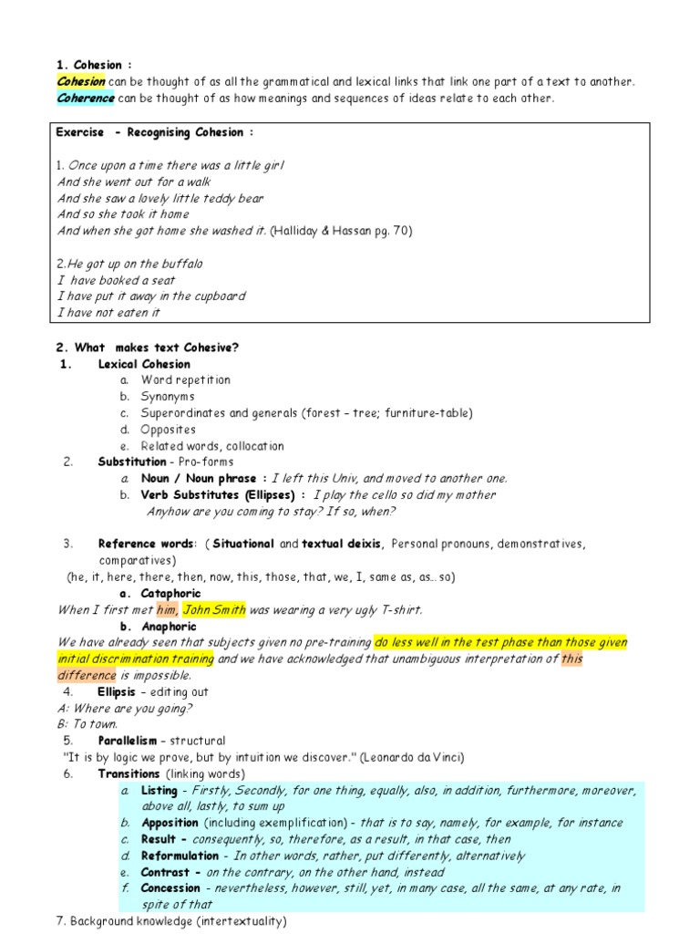 Understanding Cohesion in English Grammar | PDF | English Grammar | Word