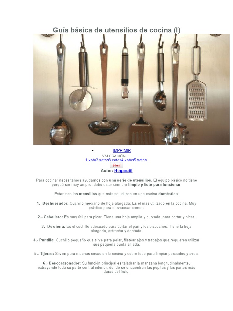 Guía Básica de Utensilios de Cocina | PDF | Economía (general ...