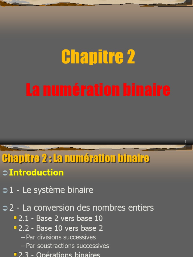 Chapitre 2 - La Numération Binaire | PDF | Décimal | Division