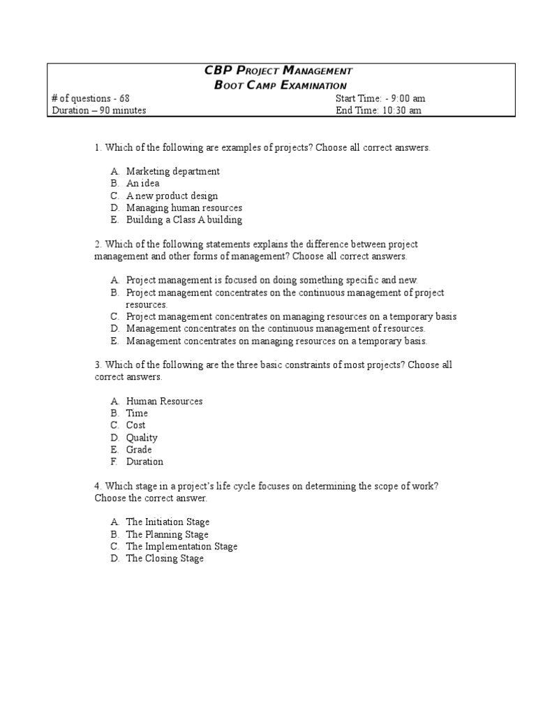 CBP Questions Practice | PDF | Project Management | Standard Deviation