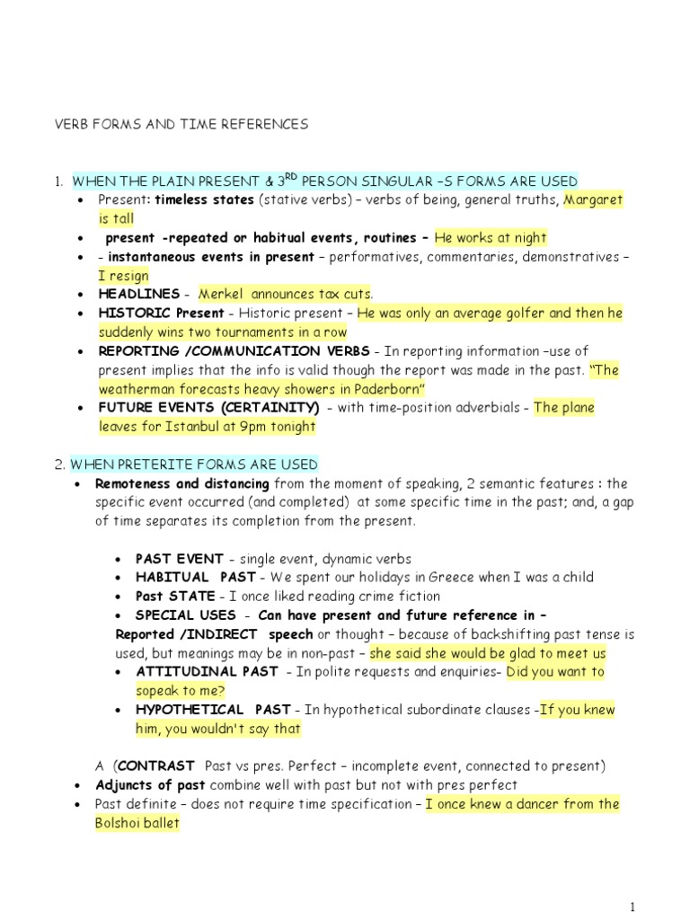 English Grammar - Tense and Time References | PDF | Grammatical Tense ...