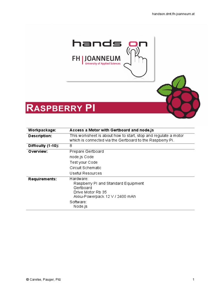 Raspberry Pi Access A Motor With Gertboard And Node Js Pdf